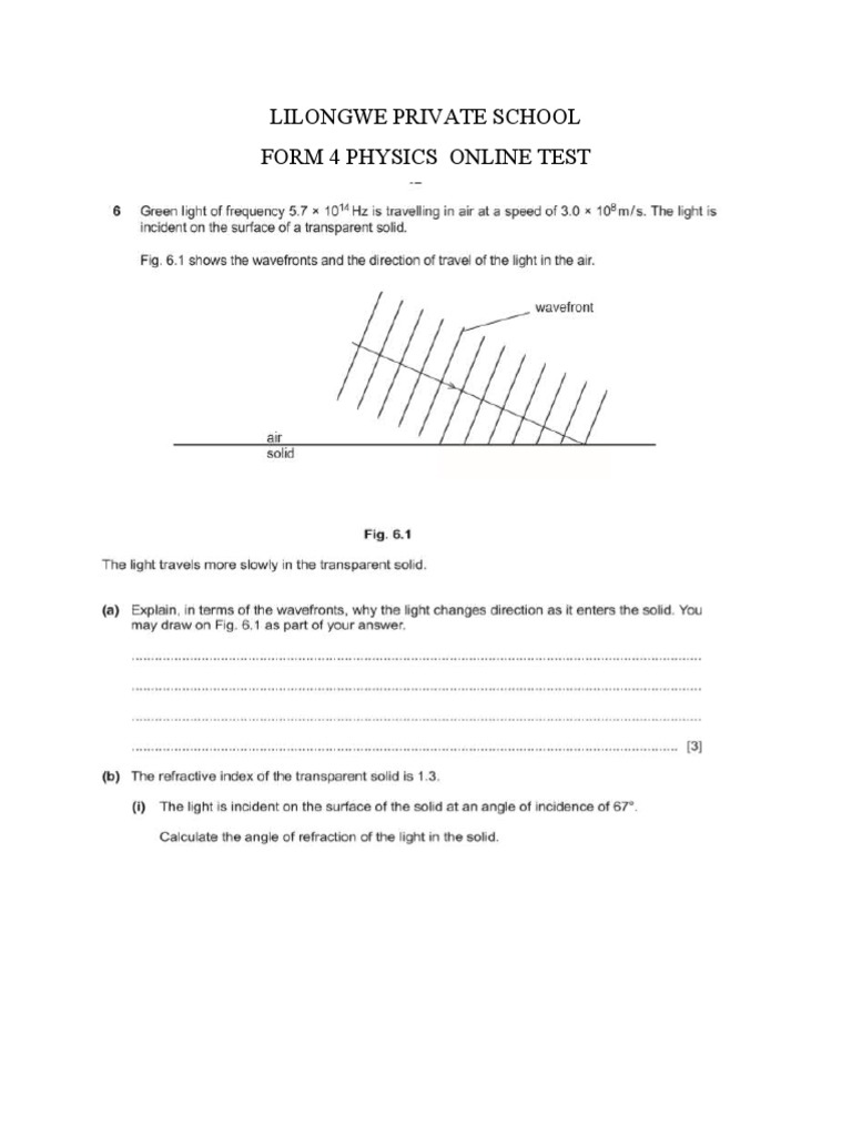 Form Form 4 Physics Test Online | PDF