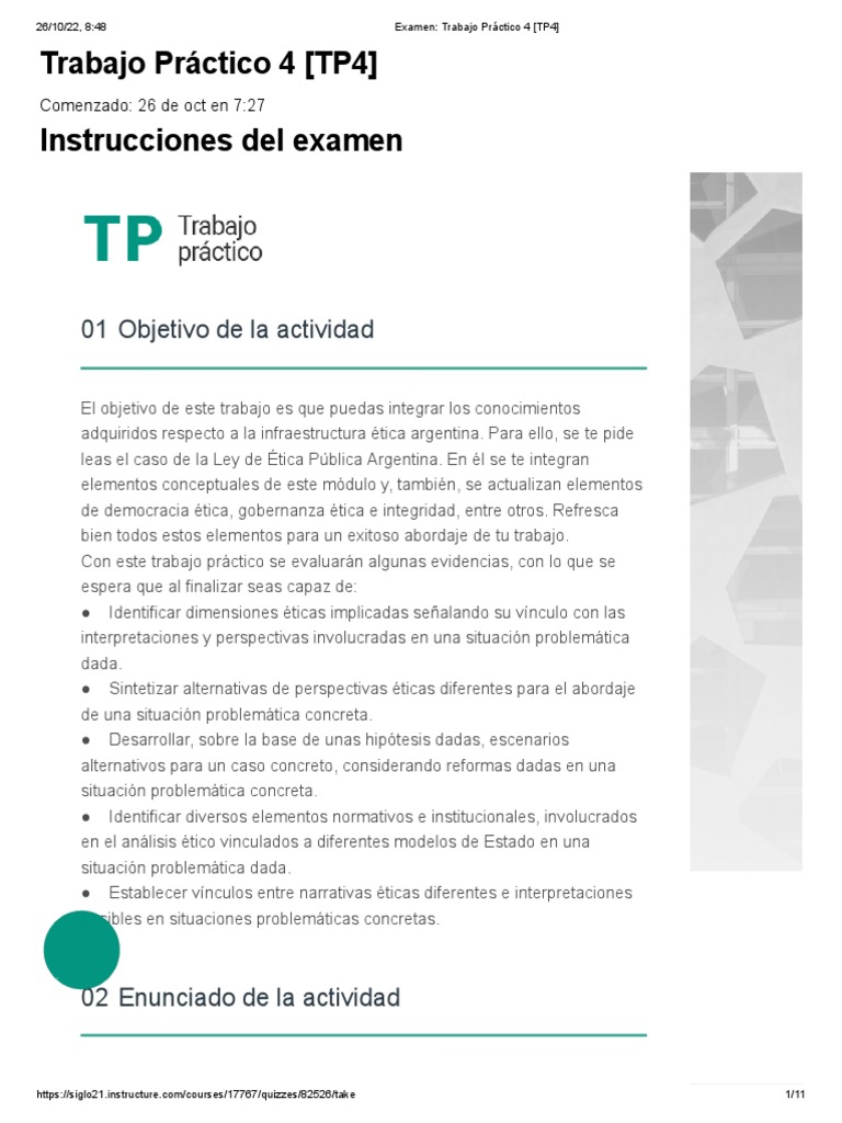 Examen - Trabajo Práctico 4 (TP4) | PDF | Responsabilidad | Corrupción política