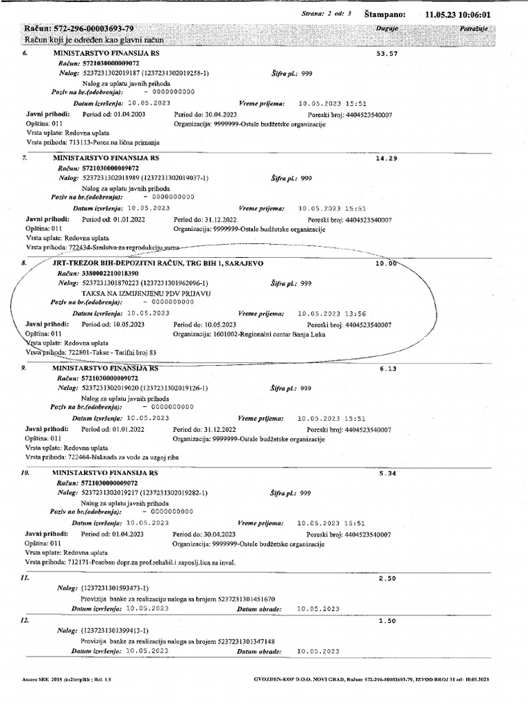 Dokaz o Uplati Takse - Gvozden Kop | PDF