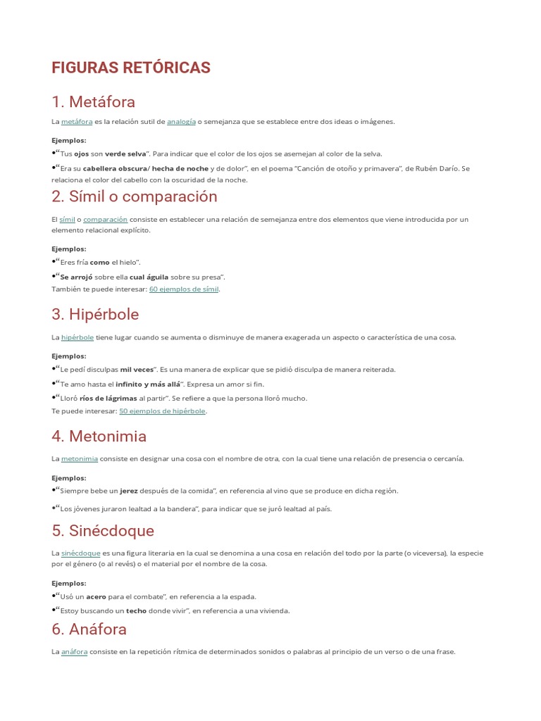 Listado Figuras Retoricas | PDF | Poesía | Metáfora