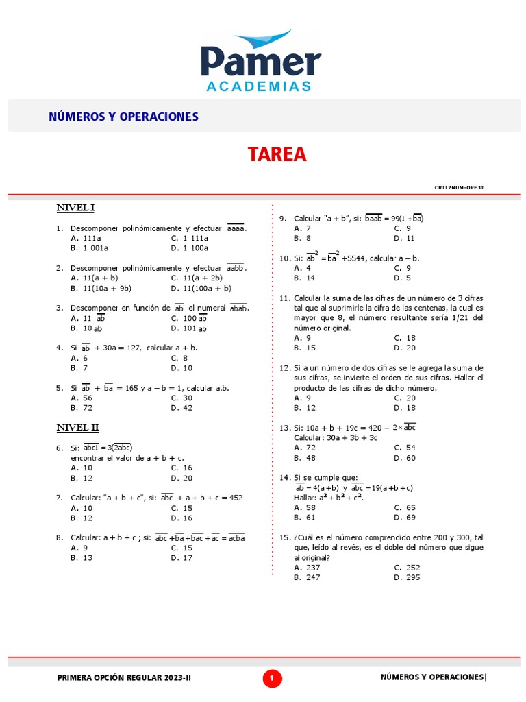 Tarea - 3 - Numeros y Operaciones | PDF | Ajedrez