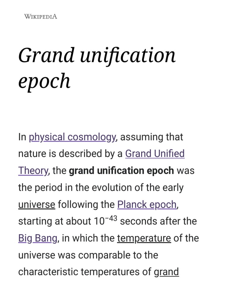 Grand Unification Epoch - Wikipedia | PDF | Science & Mathematics