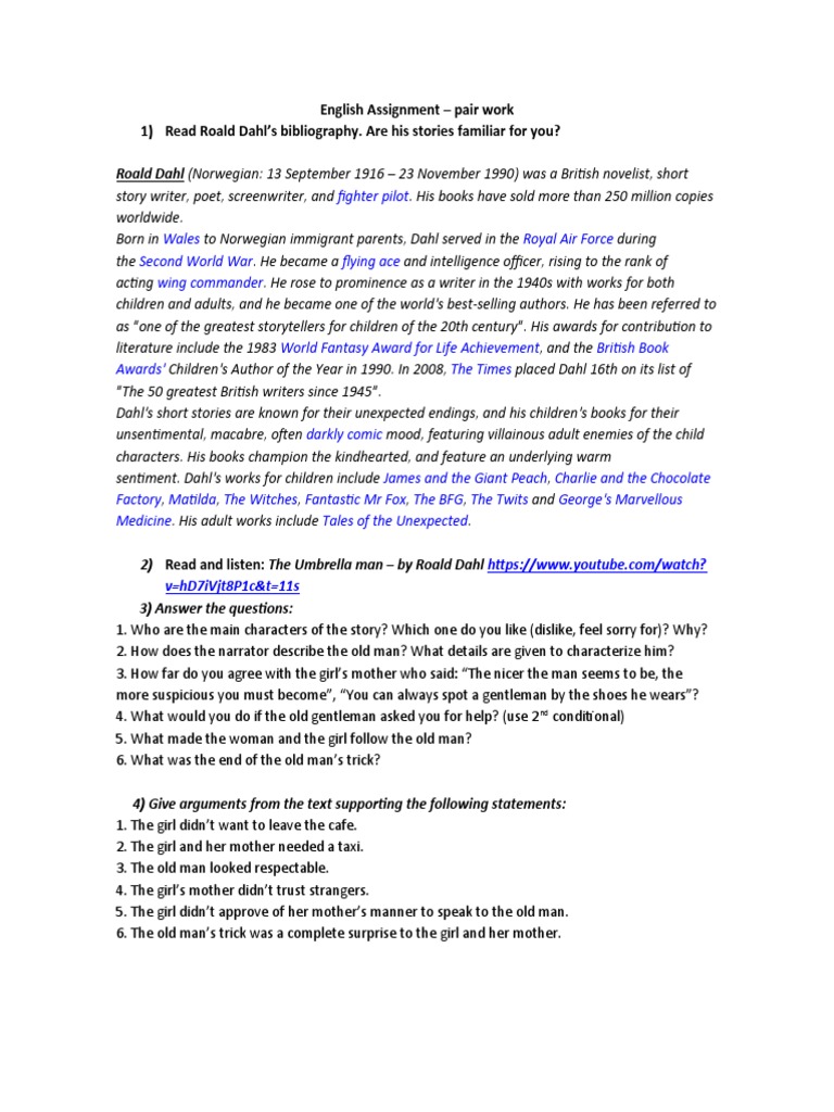 The Umbrella Man- Roald Dahl | PDF