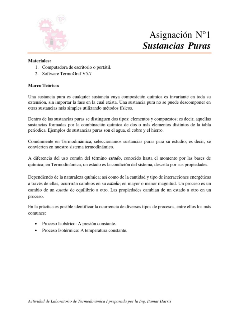 Asignacion 1 TermoGraf-Sustancias Puras | PDF | Termodinámica | Química