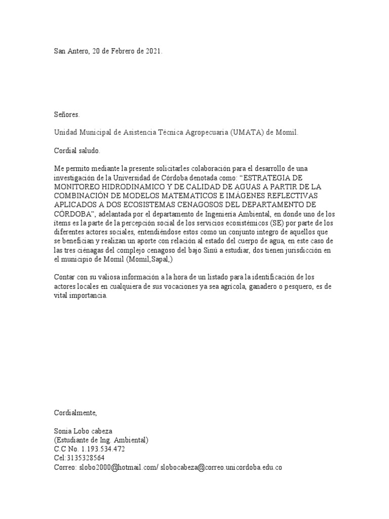 Carta Umata - Solicitud de Información | PDF