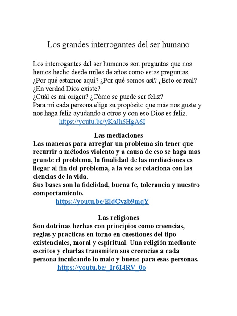Vsfdqy Los Grandes Interrogantes Del Ser Humano | PDF | Estilo de vida