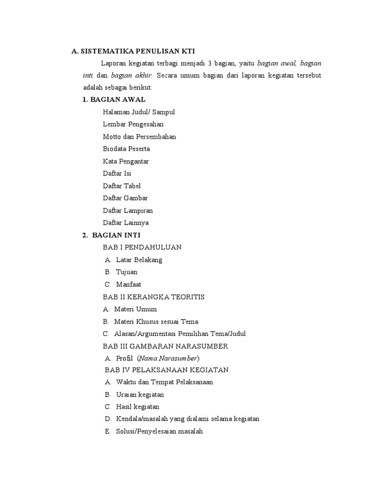 Sistematika Dan Pedoman Penulisan KTI SMAnPas | PDF