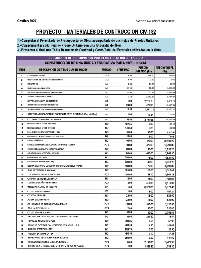Tabla de Items Actualizada | PDF | Diseño arquitectonico | Arquitectura