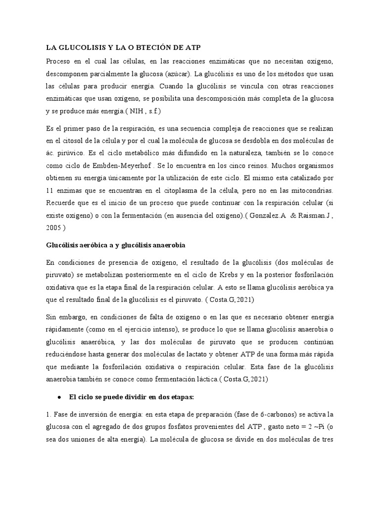 Glucólisis y Ciclo de Krebs: Producción de ATP | PDF | Trifosfato de ...