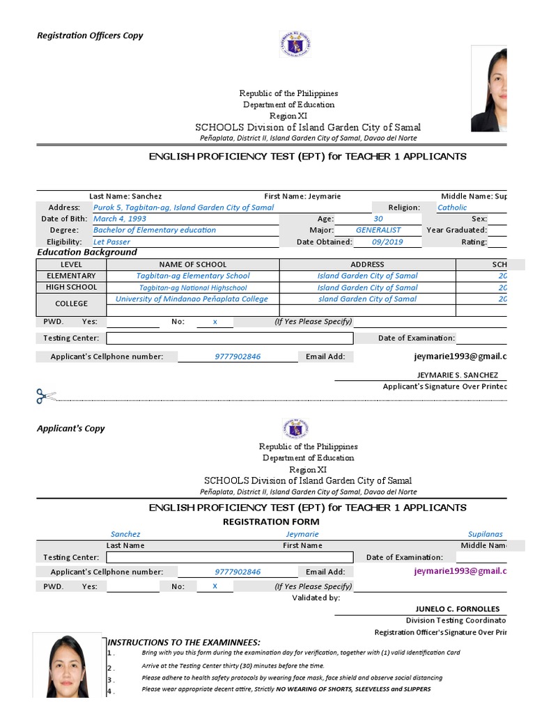 EPT Registration Form Final | PDF