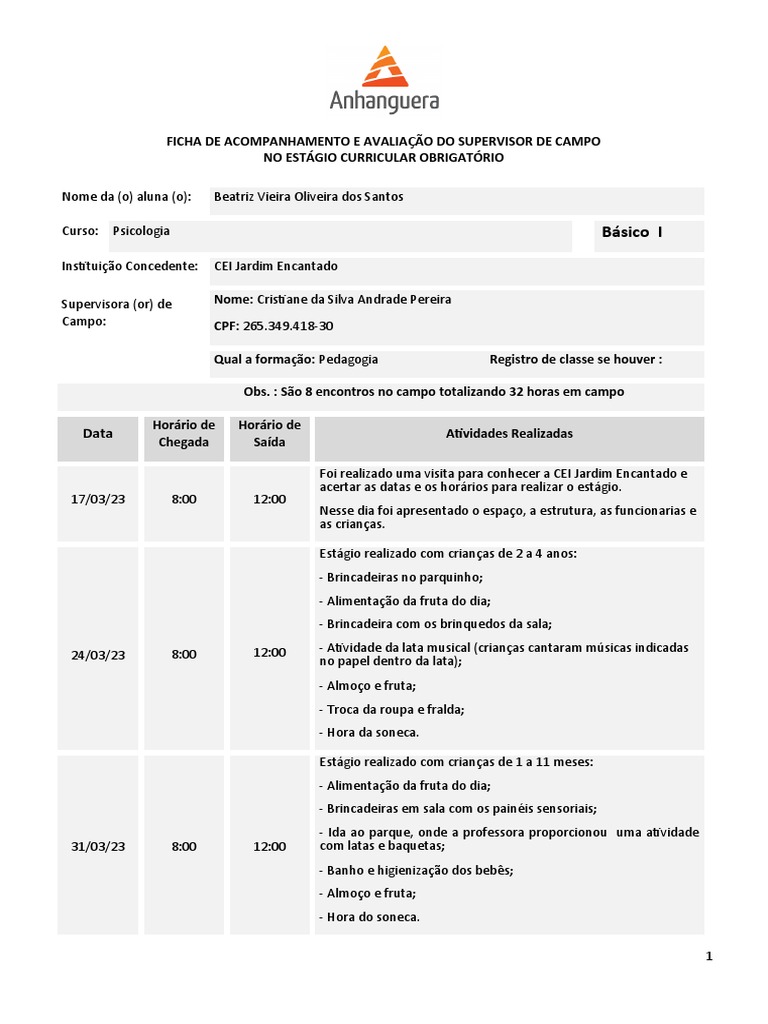 Ficha Beatriz | PDF | Bem-estar