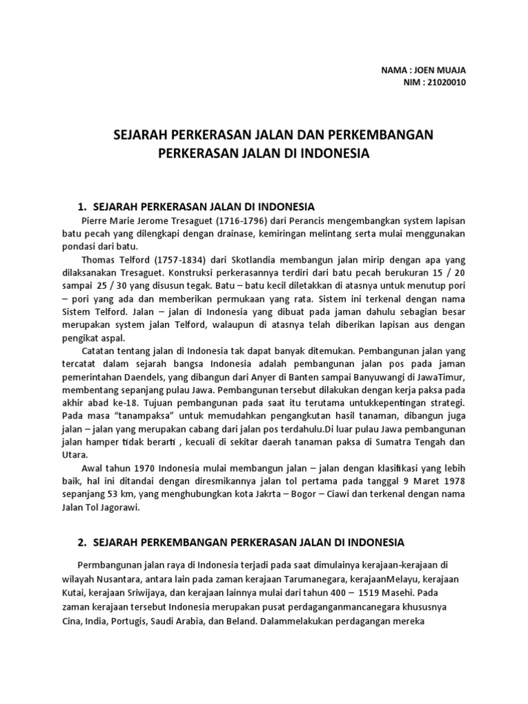 Sejarah Perkerasan Jalan Dan Perkembangan Perkerasan Jalan Di Indonesia ...