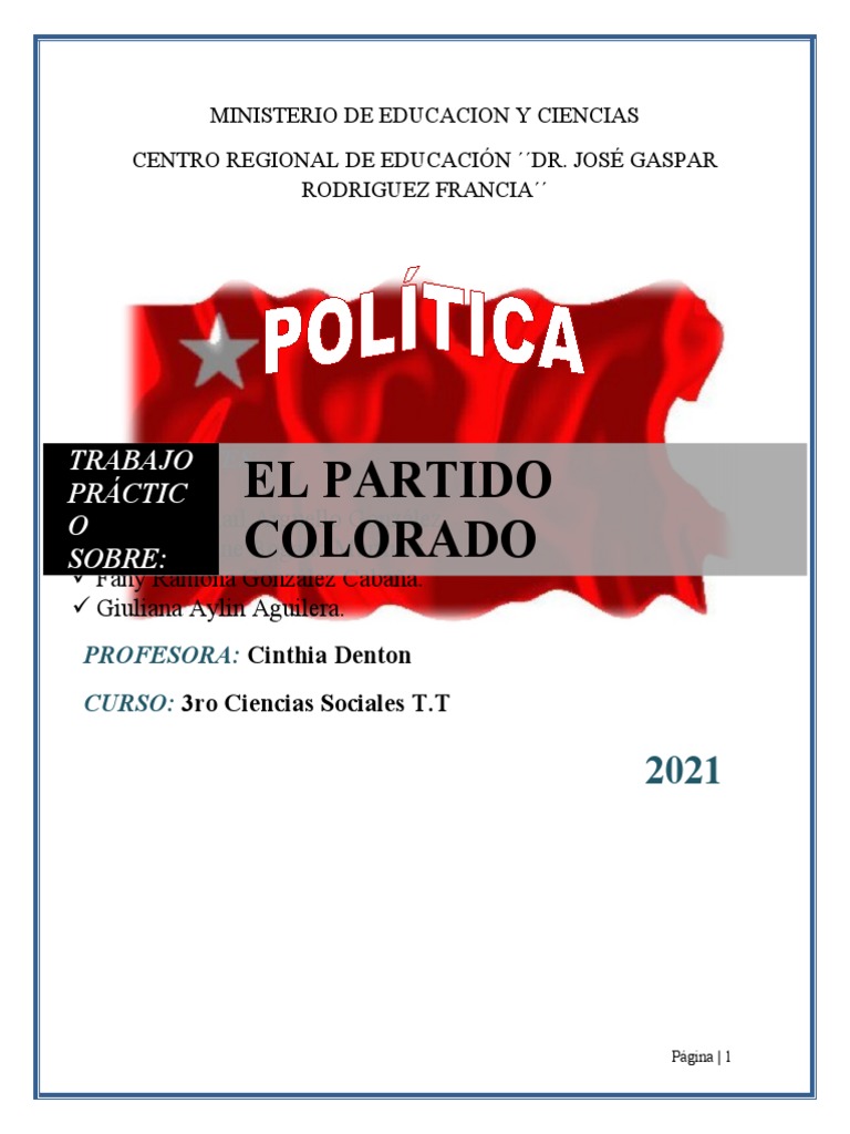 TP-Partido Colorado. | PDF | Ciencias Políticas | Teorías políticas