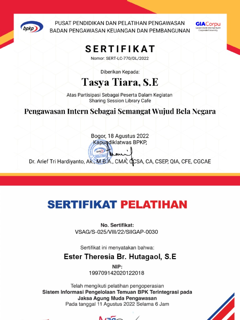 Sertifikat SIIGAP Esterr | PDF