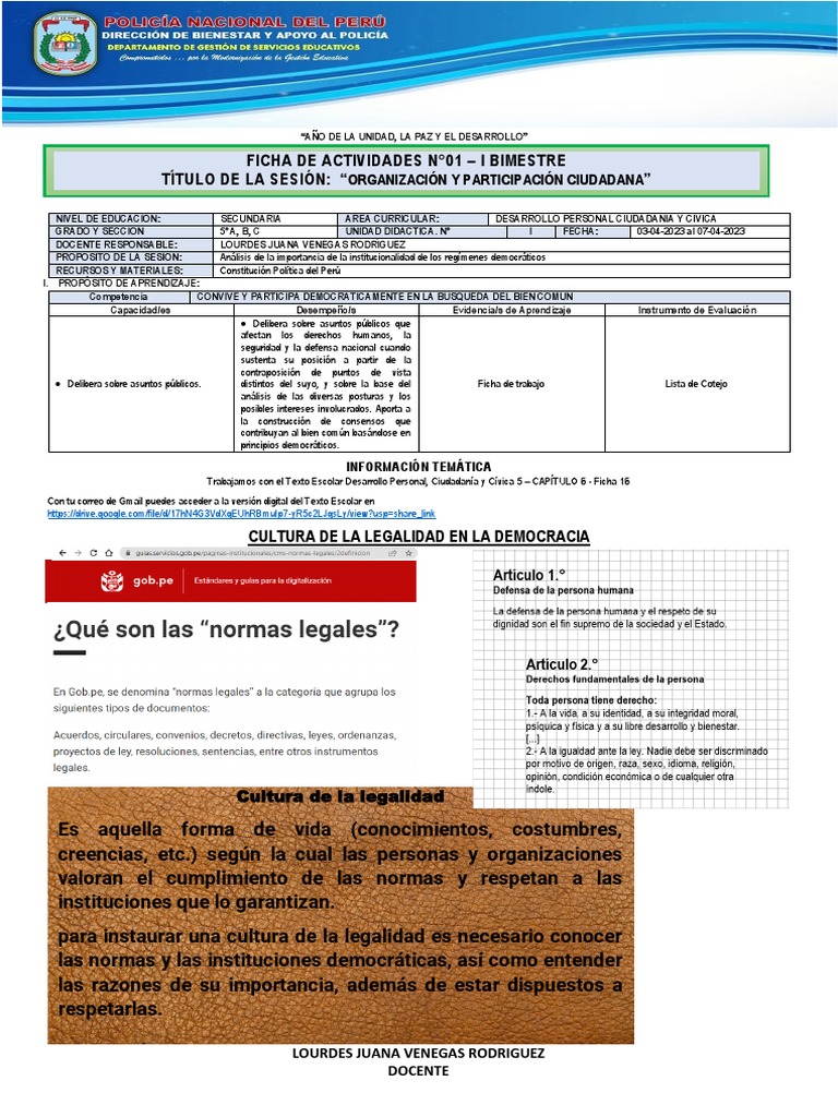 Ficha de Trabajo 1-I DPCC 5to | PDF | Democracia | Ideologías políticas