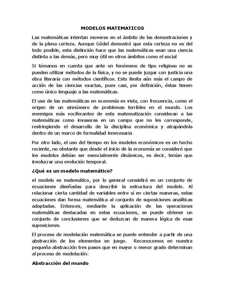 Modelo Matematico | PDF | Matemáticas | Ecuaciones