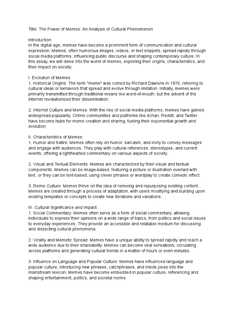 The Power of Memes - An Analysis of Cultural Phenomenon | Download Free ...