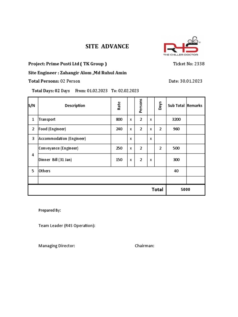 Site-Advance-Prime Pusti (TK Group) - Ticket-2340 | PDF