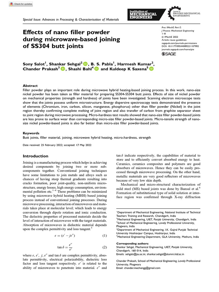 Effects of Nano Filler Powder During Microwave-Based Joining of SS304 ...