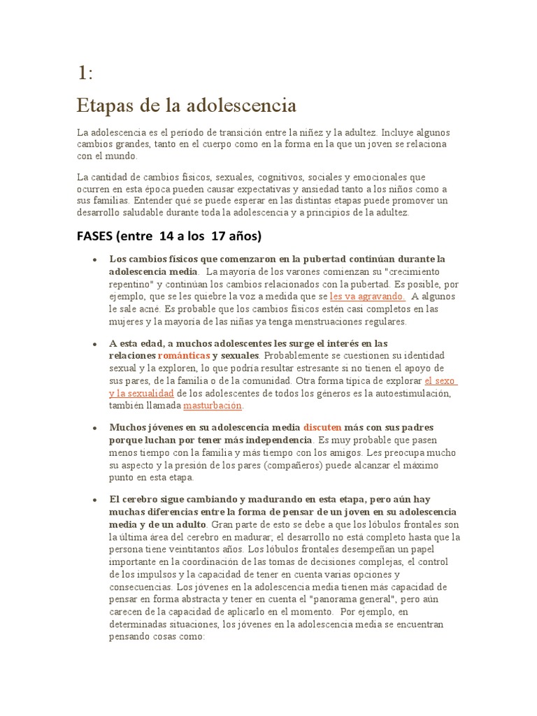 Etapas de La Adolescencia | PDF | Adolescencia | Adultos