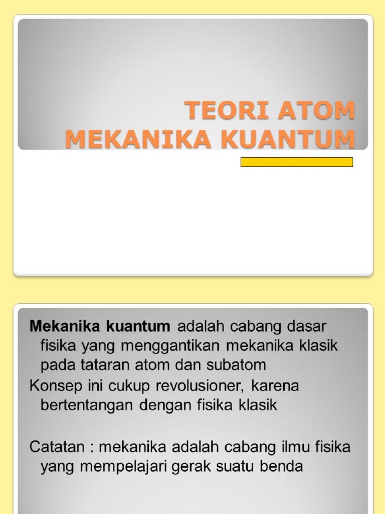 Teori Atom Mekanika Kuantum | PDF