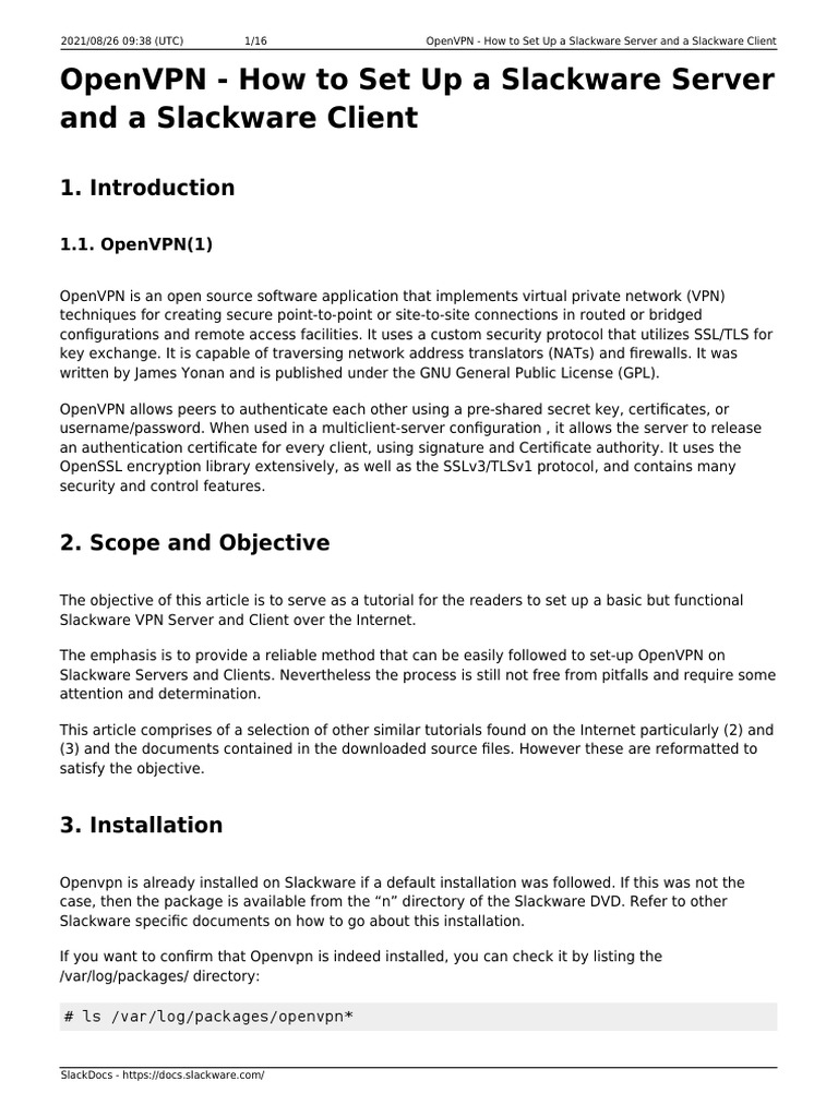 OpenVPN - How to Set Up a Slackware Server and a Slackware Client | PDF ...