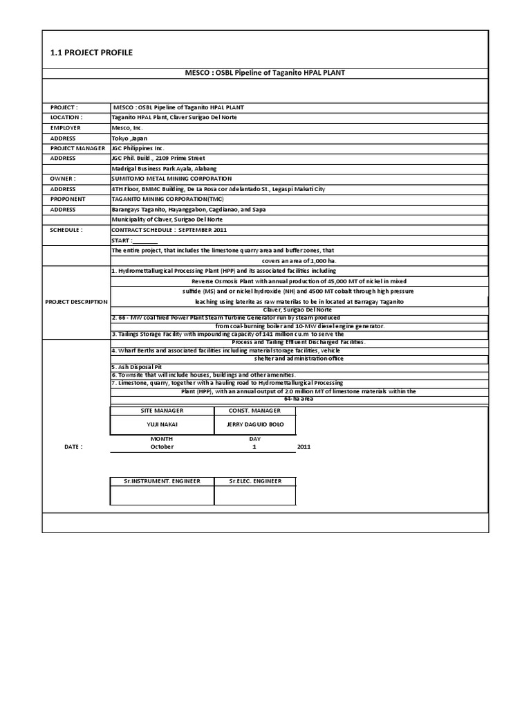 1.1 Project Profile | PDF | Physical Sciences | Energy Technology