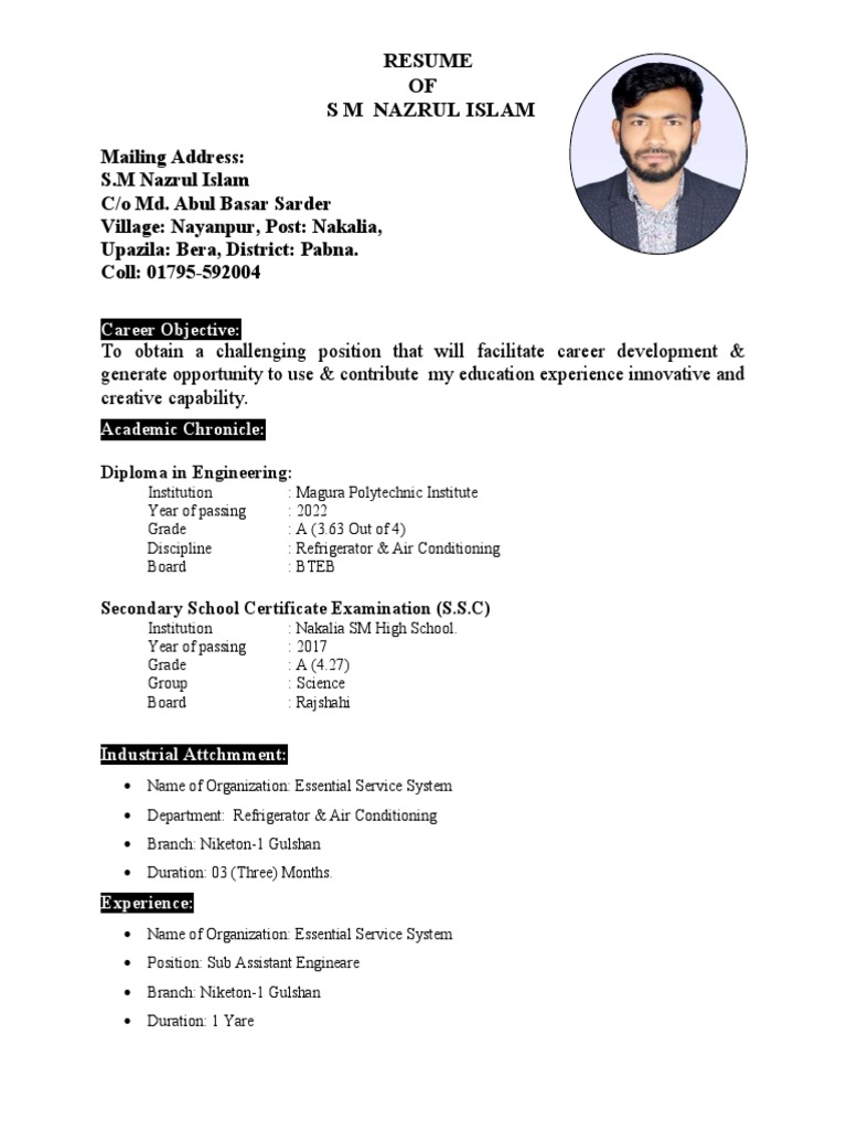RAC Diploma Engineer Resume | PDF