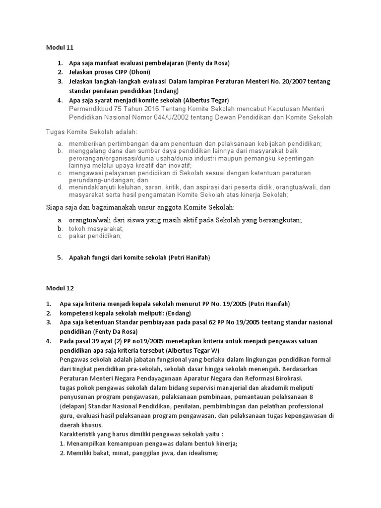 Soal Tanya Jawab Modul 11 Dan 12 | PDF