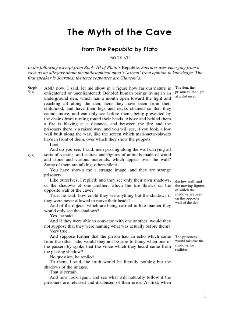 Plato The Allegory of The Cave | PDF Plato The Allegory of The Cave | PDF