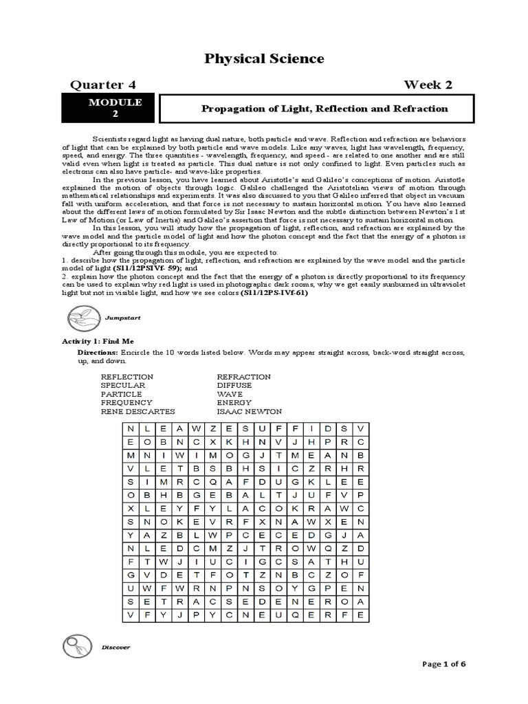 Q4 Physical Sci Module 2 | Download Free PDF | Light | Energy Level