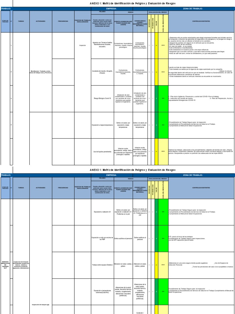 Modelo Matriz IPERC | PDF | Riesgo | Seguridad y salud ocupacional