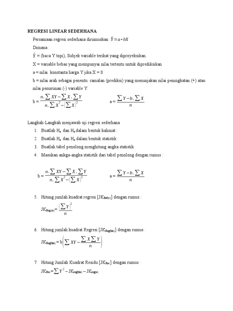 15. UJI REGRESI LINEAR SEDERHANA | PDF