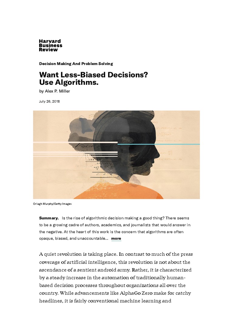 Want Less-Biased Decisions - Use Algorithms | PDF | Bias | Artificial Intelligence