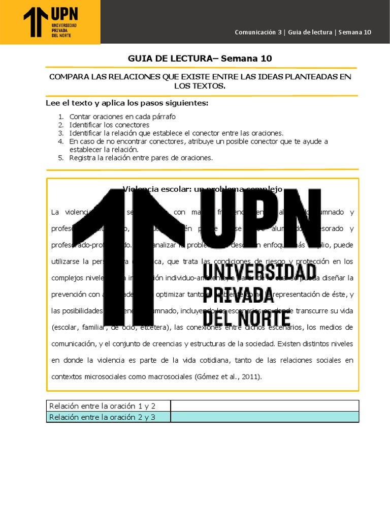 TL - Sem10 - Guia de Lectura - 2023-1 | PDF | Violencia | Comportamiento