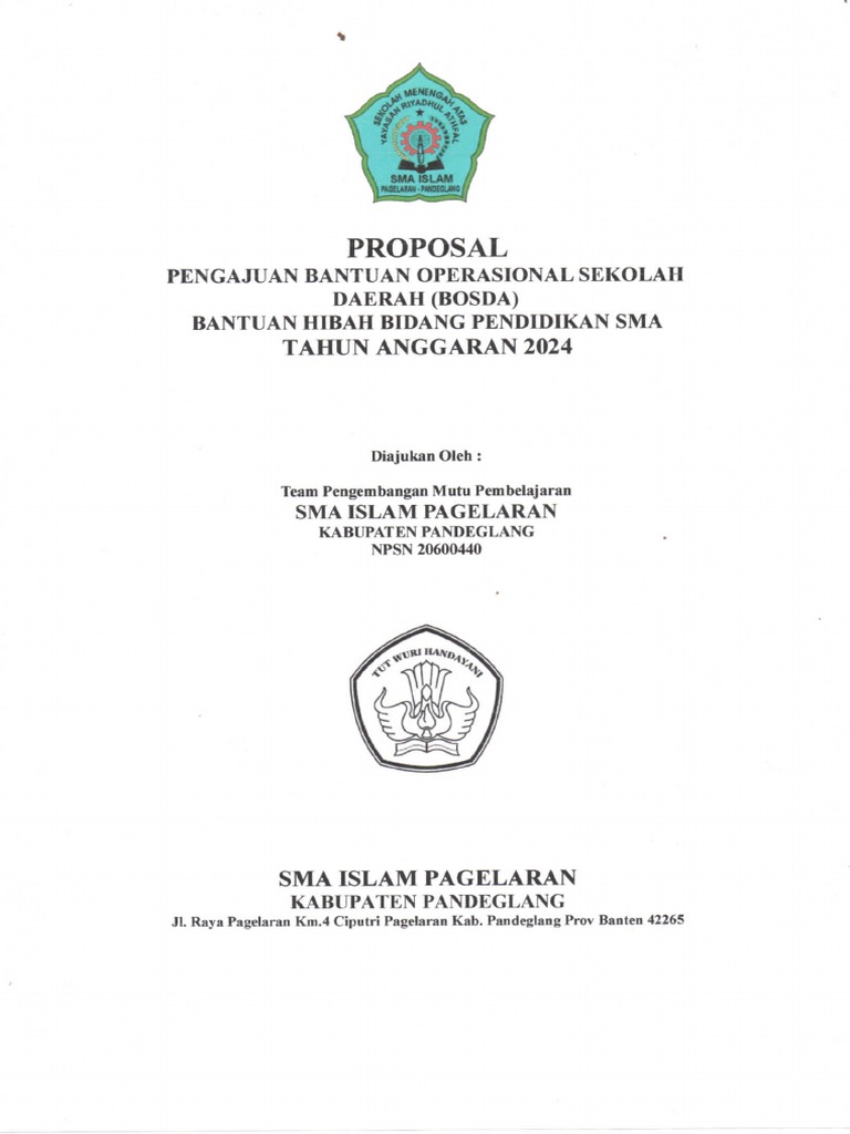 Proposal Bosda 2024 - Sma Islam Pagelaran | PDF