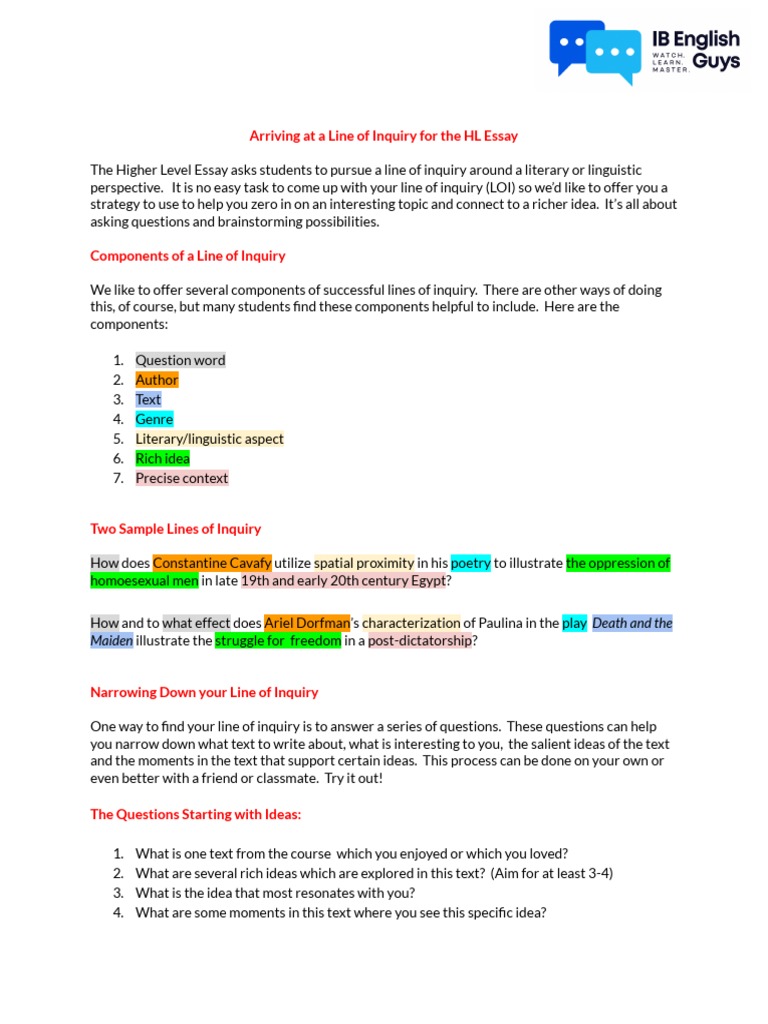 IB Guys Framework for L of I | PDF | Essays | Linguistics