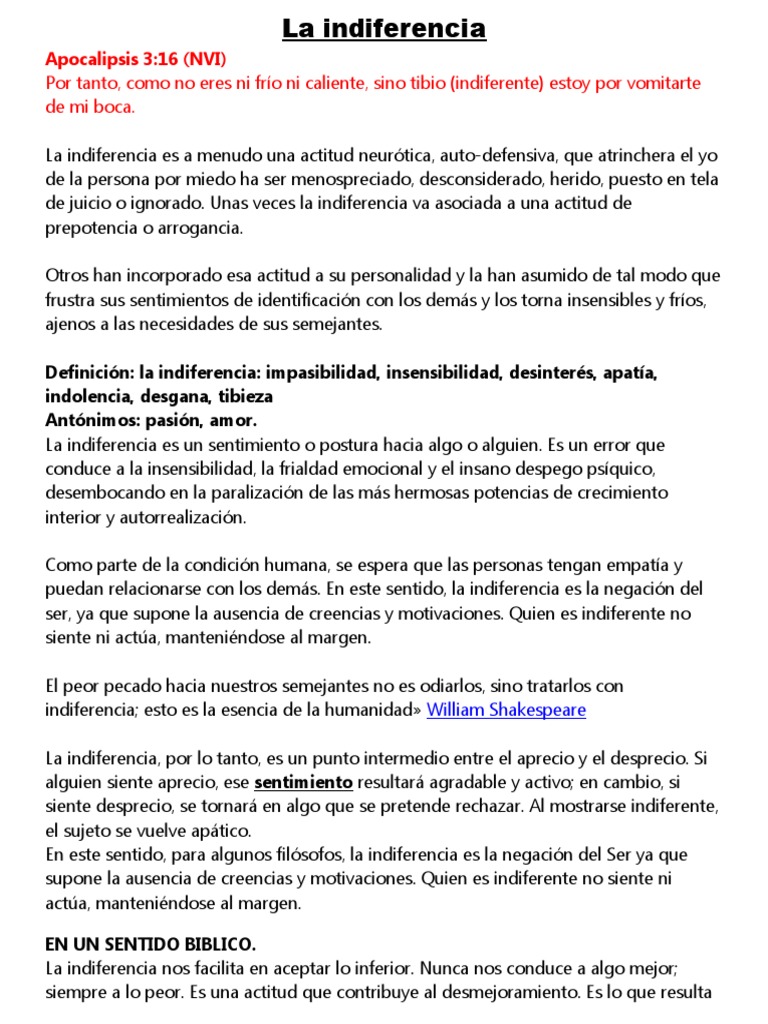 La Indiferencia | PDF | Moralidad | Mal