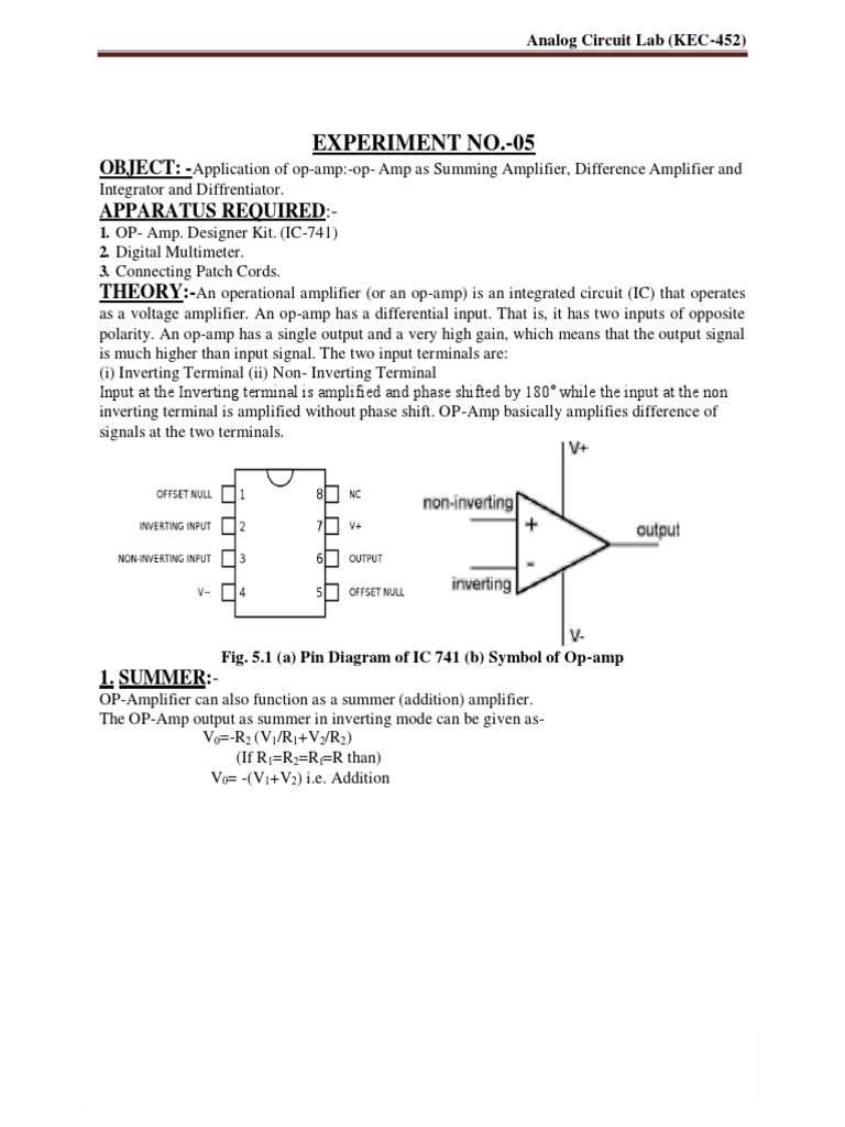 Exp 1 and 2 | PDF | Operational Amplifier | Amplifier
