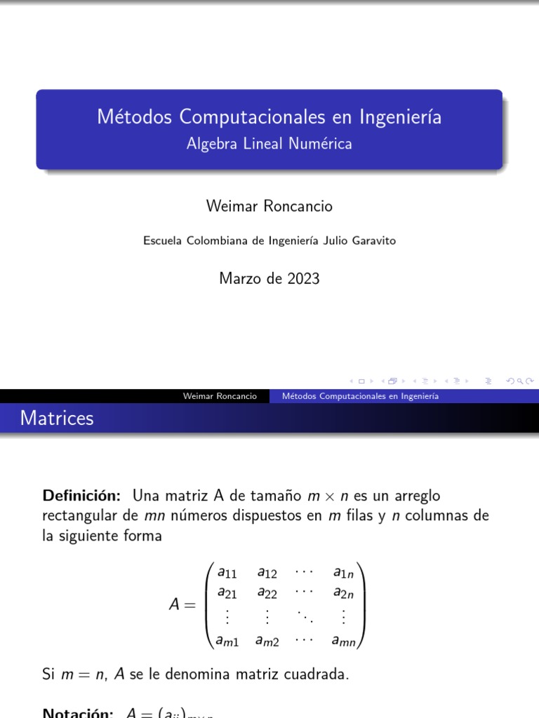 Algebra Lineal Numerica 2023-1F | PDF | Matriz (Matemáticas) | Determinante