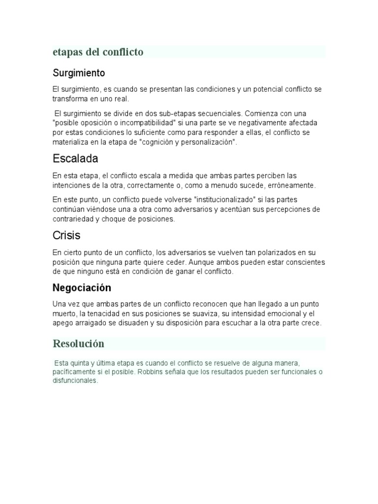 Etapas Del Conflicto | PDF
