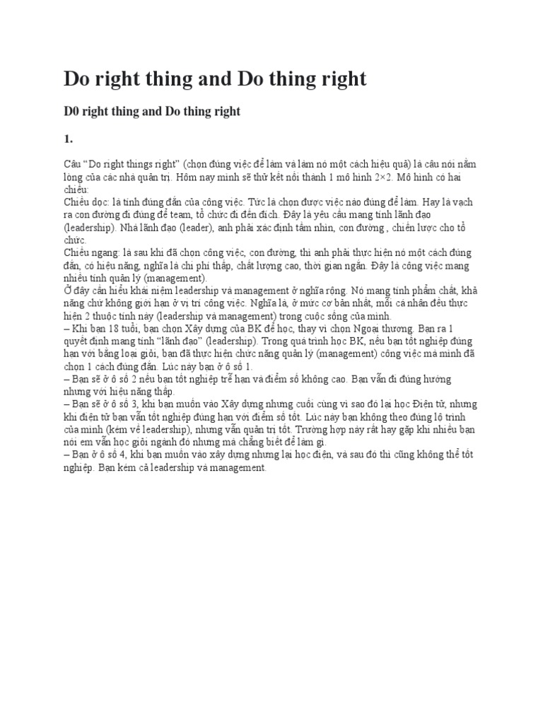 Do Right Thing and Do Thing Right | PDF