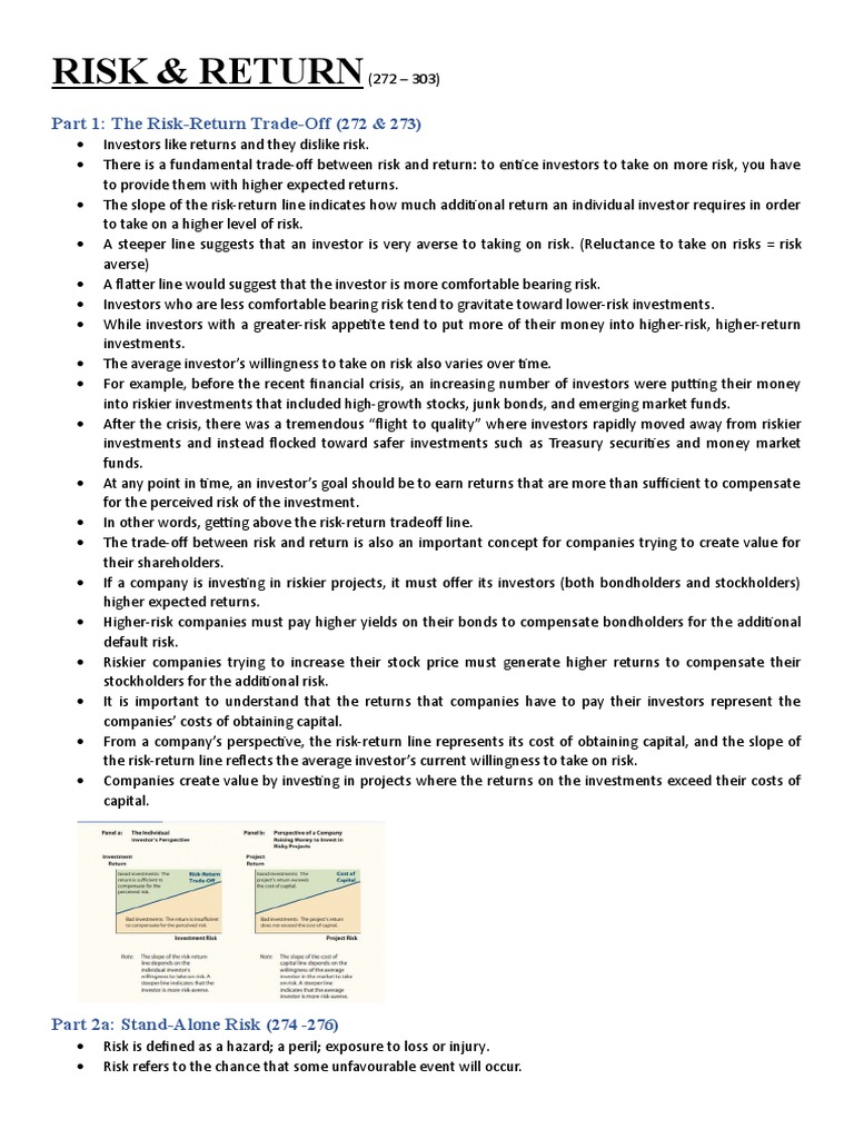 IBF RIsk & Return Notes | Download Free PDF | Sharpe Ratio | Financial Risk