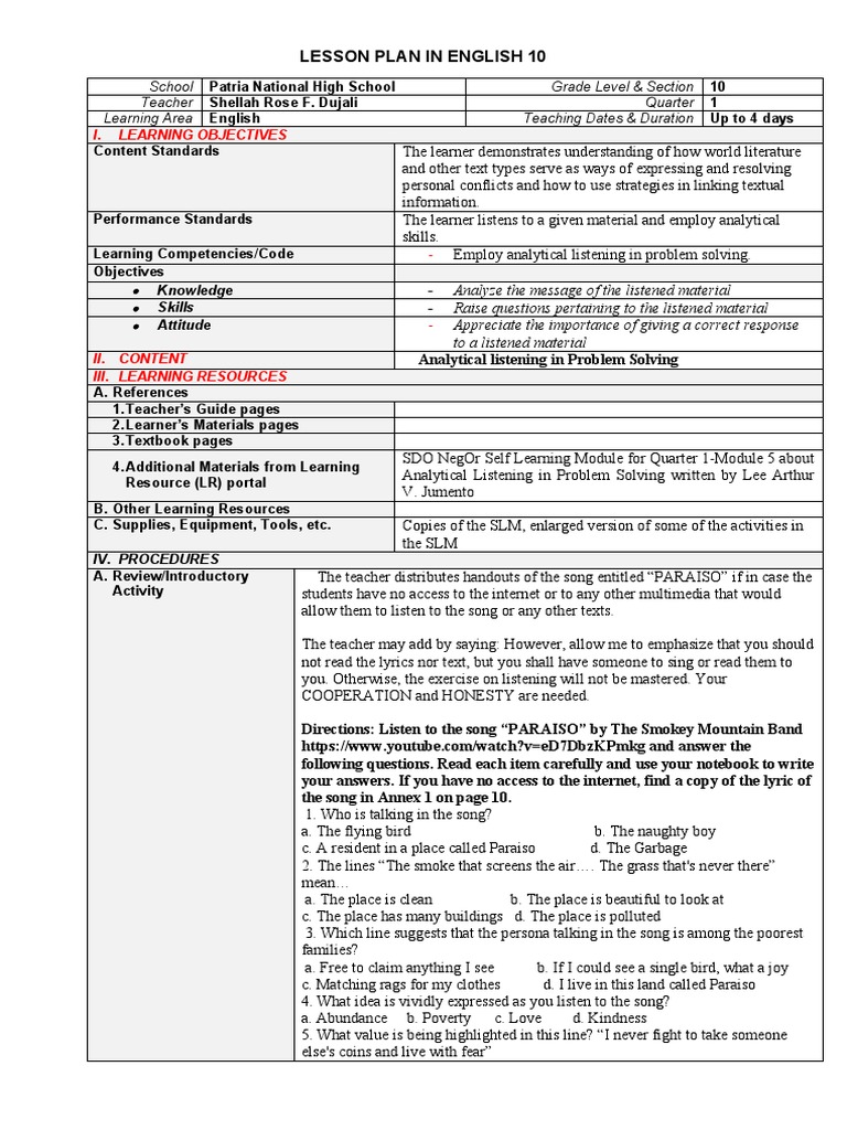 DLP-ENG-G10-Q1-MELC-5-WEEK 5 | PDF | Communication