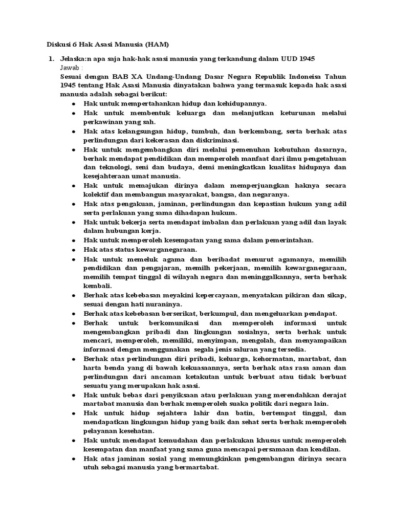 Hak Asasi Manusia dalam UUD 1945 | PDF