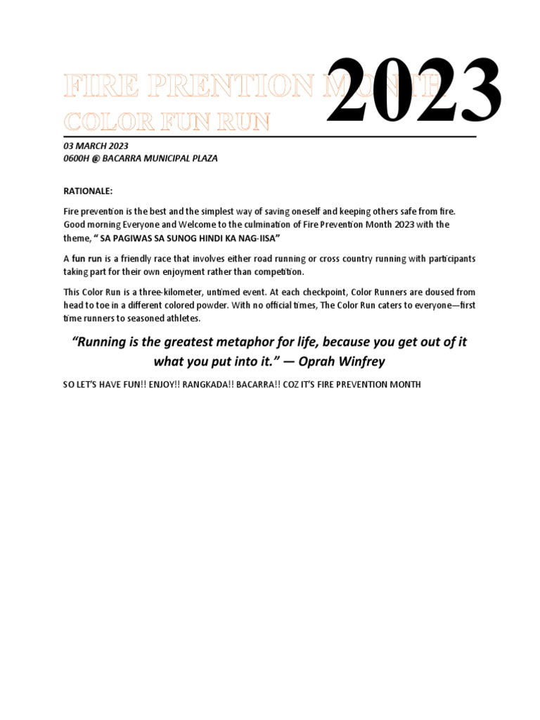 Color Fun Run Programme Script | PDF