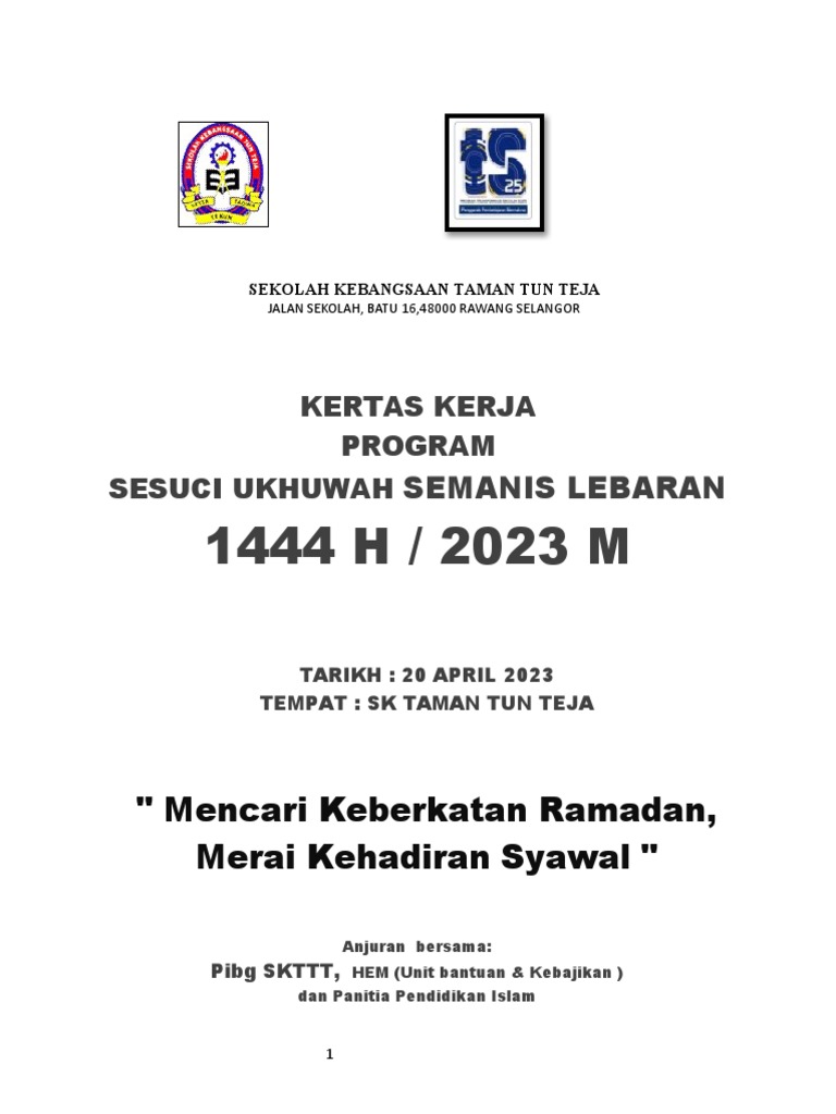 Kertas Kerja Program Sesuci Ukhuwah Semanis Lebaran 2023 New | PDF