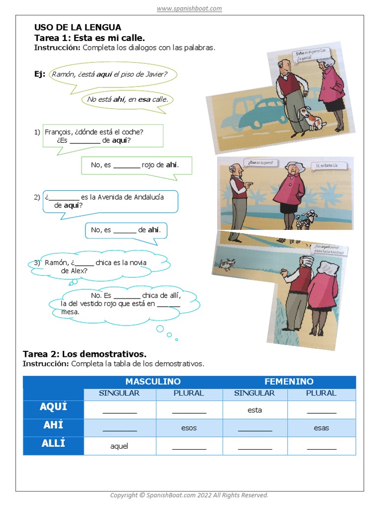 Spanish Demonstratives Worksheet | PDF