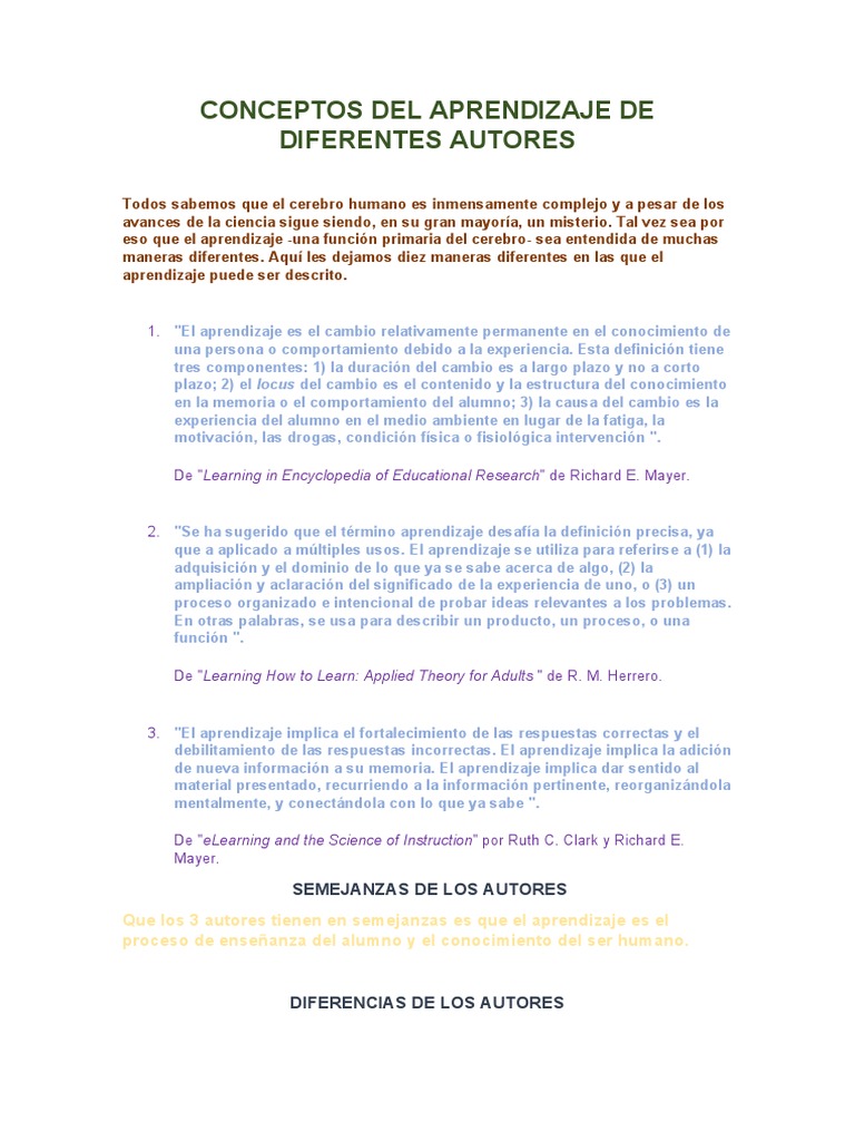 3 Conceptos Del Aprendizaje | PDF | Aprendizaje | Experiencia