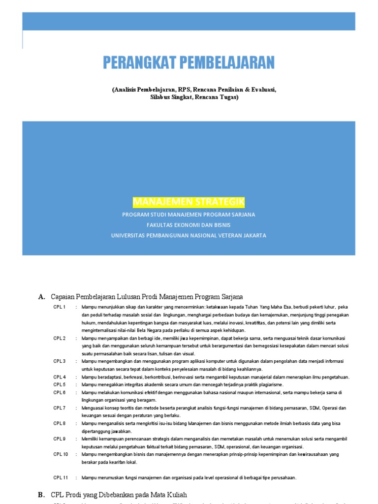 RPS S1 Manajemen Strategik 2022-2023 | PDF